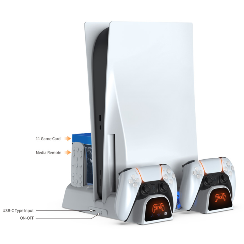 Cooling Stand with Controller Charging & Game Storage for PS5/Slim/PRO ...