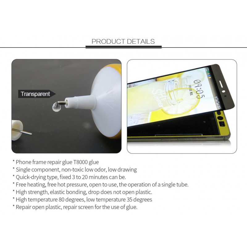 Colle Adhésive GSE T-8000, 15ml, 50ml, 110ml