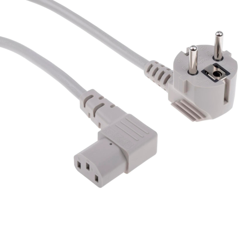PC Monitor Power Cable 1m White IEC C13 to CEE 7/7 10A 250V European ...