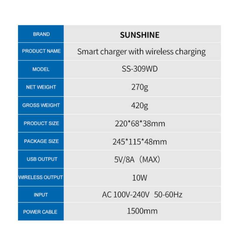 Sunshine SS-309WD 8 Port USB Induction Charger with LED Display | Fast ...